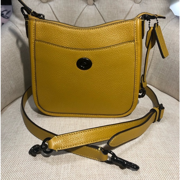 Coach | Bags | Coach Pebble Leather Chaise Crossbody Purse Yellow ...